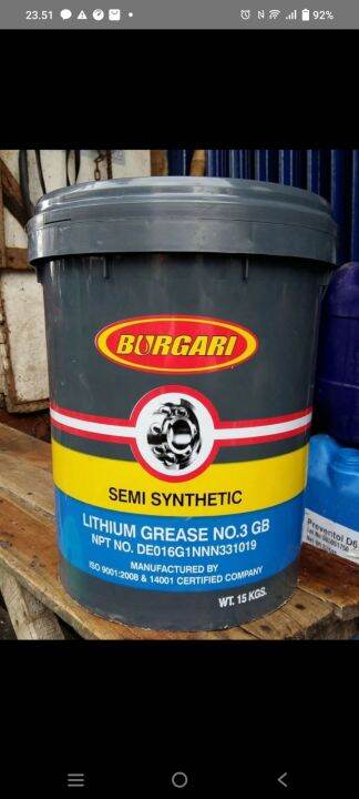 Grease/Gemuk BURGARI LITHIUM No.3 GB 15kg Kuning Transparan/Pelumas ...