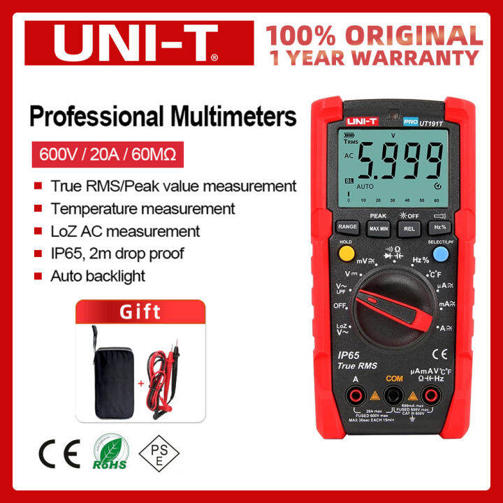 【Ready Stock】UNI-T True RMS Multimeter 600V Auto Backlight Meter 20A Current Voltage Digital ...