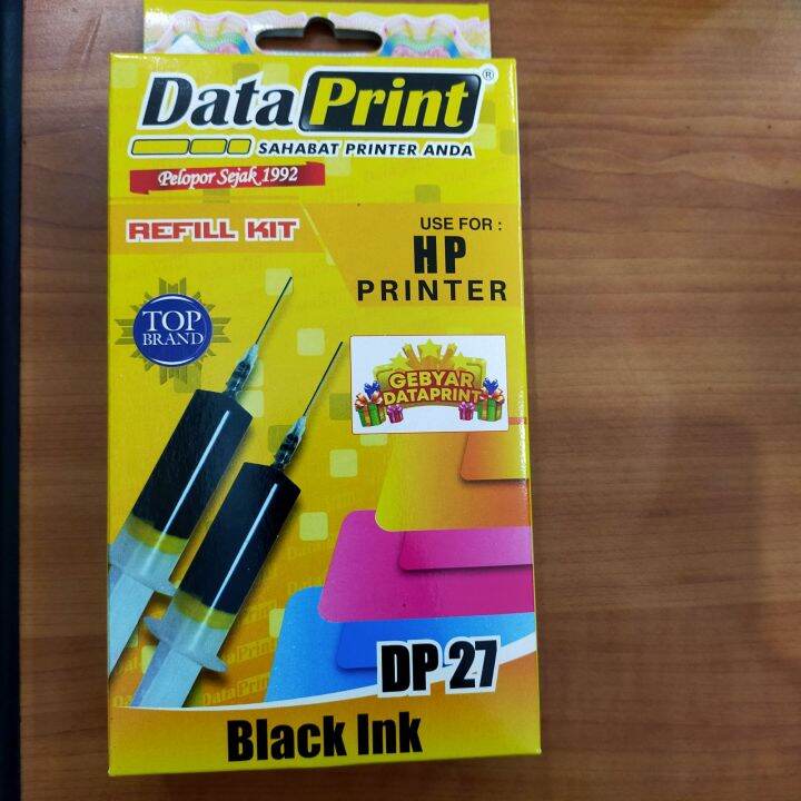 Tinta suntik Data Print HP Hitam DP 27 ( Refill Kit) Free Bubble Wrap ...