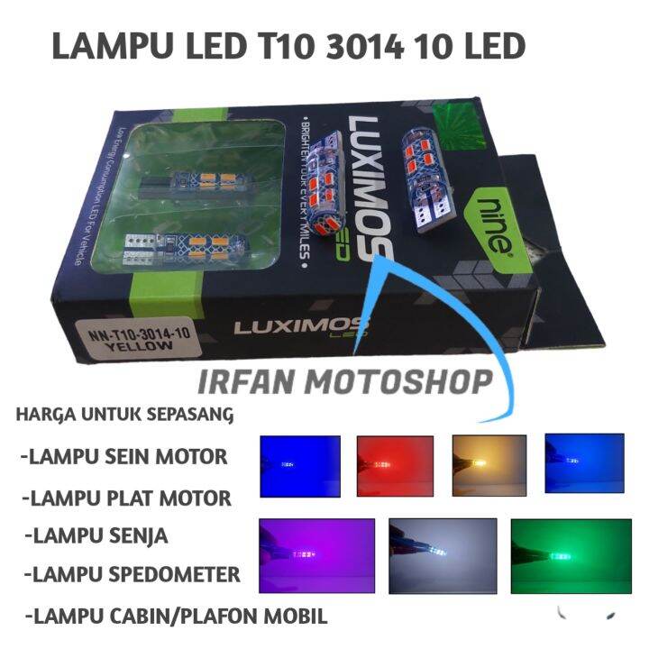 LAMPU LED T10 JELY SB3 10 TITIK LUXIMOS NINE SEIN,SENJA,PLAT NOMOR ...