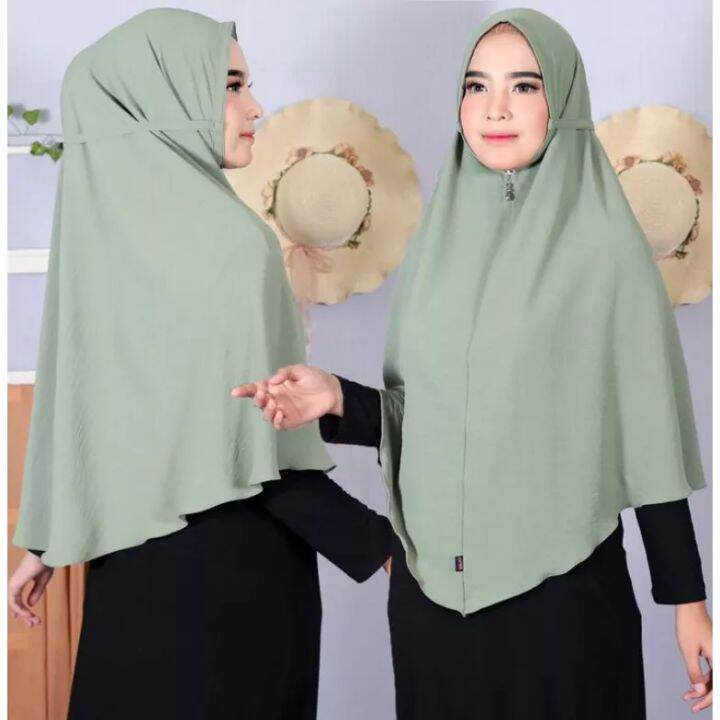 Bergo Maryam crinkle airflow L | Lazada Indonesia