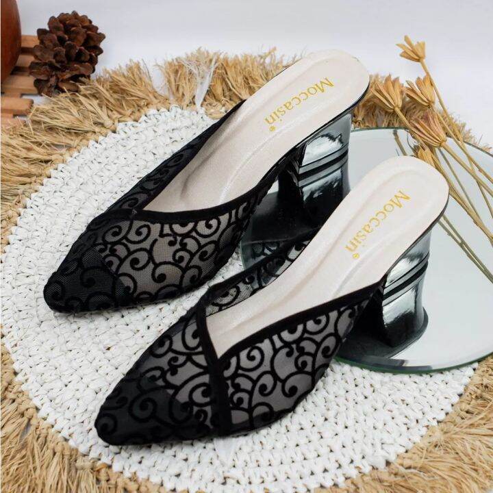 High Heels Sandal Jala Wanita R08 Tali Belakang heels brukat heels ...