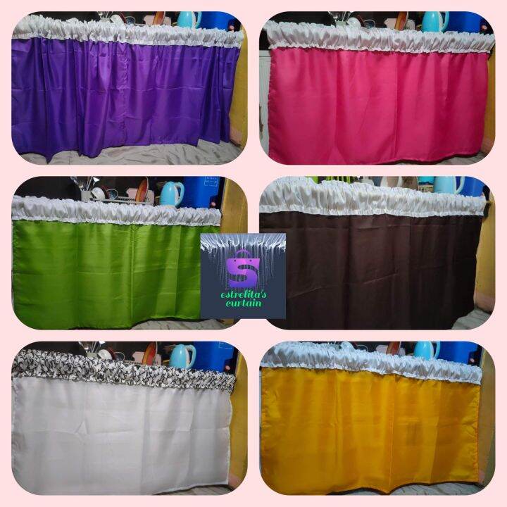 Plain geena half/lababo curtain with white raffles 60x30 inches | Lazada PH
