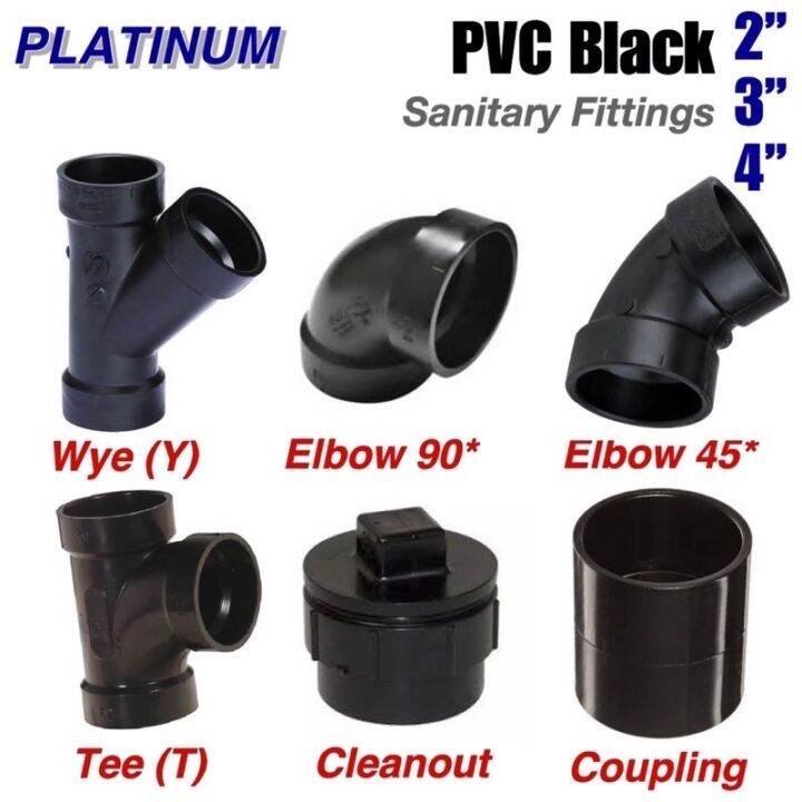 PVC Black Fittings | 2” 3” 4” | Sanitary Plumbing Fittings | Elbow Tee ...