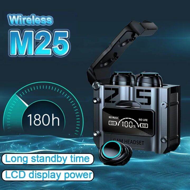 M25 TWS Wireless Bluetooth-compatible 5.3 Headset Touch Digital Display ...