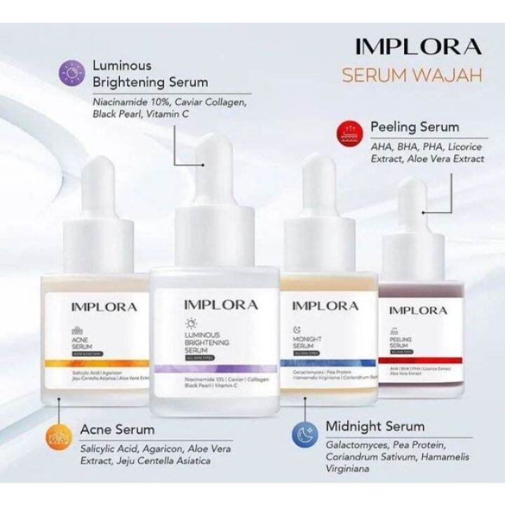 Serum Implora, Acne, Luminous Brightening, Midnight Anti Aging, Peeling ...