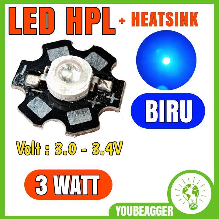 LED HPL 3 WATT Warna BIRU + Heatsink | Lazada Indonesia