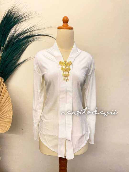 Kebaya Bludru, Model Kartini (Leher V) - Warna Putih | Lazada Indonesia