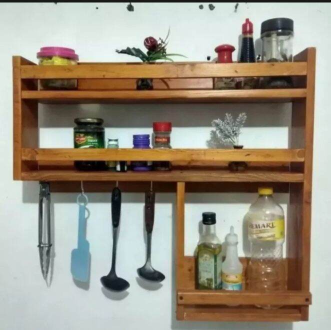 rak bumbu dapur kayu serbaguna unik rak bumbu dapur set model terbaru ...