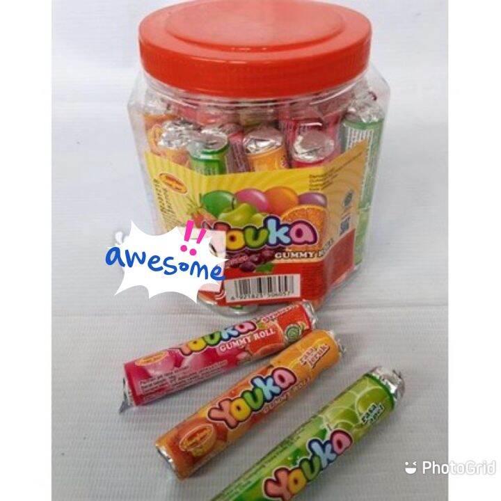 YOUKA GUMMY ROLL MIX FLAVORS FREE TOPLES ISI 30 X 16GR | Lazada Indonesia