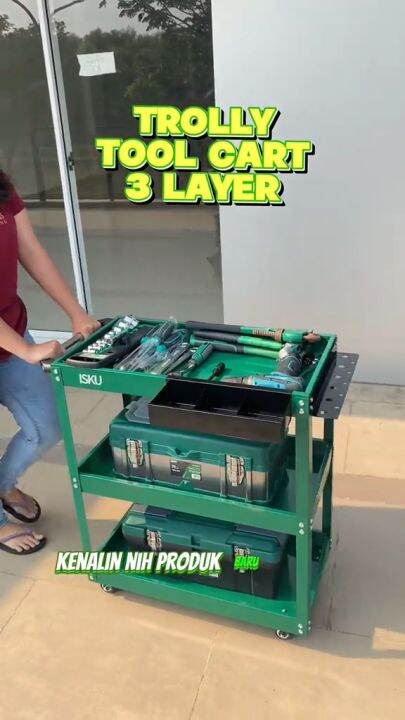 ISKU Troli Bengkel 3 Susun Trolley Trolly Besi Rak Tools Meja Bengkel ...