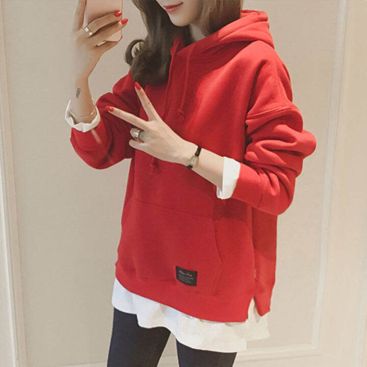 ชุดผู้หญิงฤดูร้อนเซนต์ amass 2022เสื้อสเวตเตอร์มีฮู้ดสีแดงทรงหลวมสไตล์เกาหลีสำหรับฤดูใบไม้ผลิและ ...