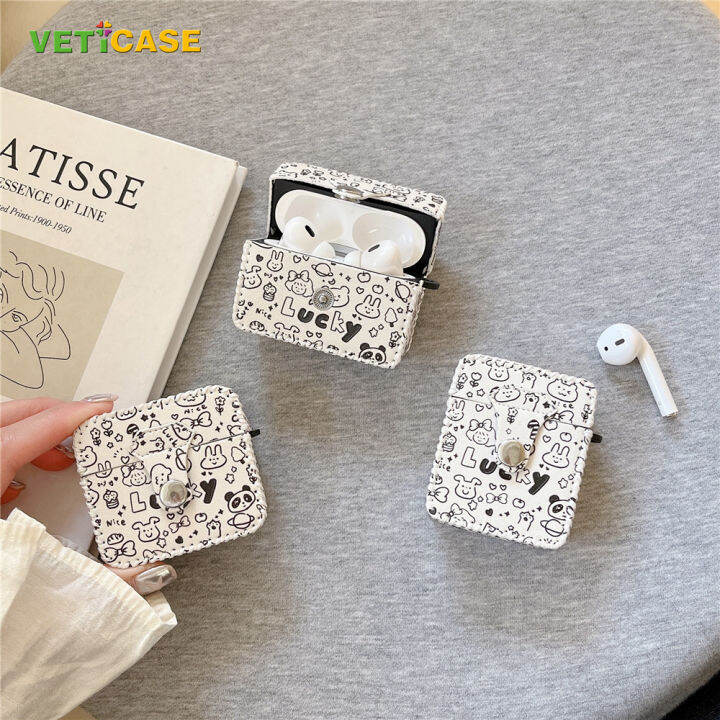 Stick Figure Panda Rabbit Handmade Leather Earphone Case for Apple ...