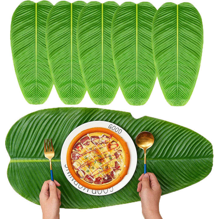 Artificial Plants Banana Leaf Table Mat Tropical Green Plants Fake Palm ...