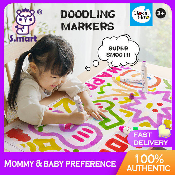 【S.mart】Joan Miro Silky Doodling Markers Set 12colors with doodle ...