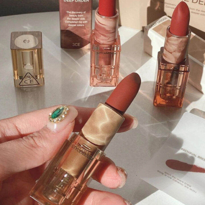 3CE New Amber Lipstick Matte Transparent New Twilight Sunset Red Mud ...