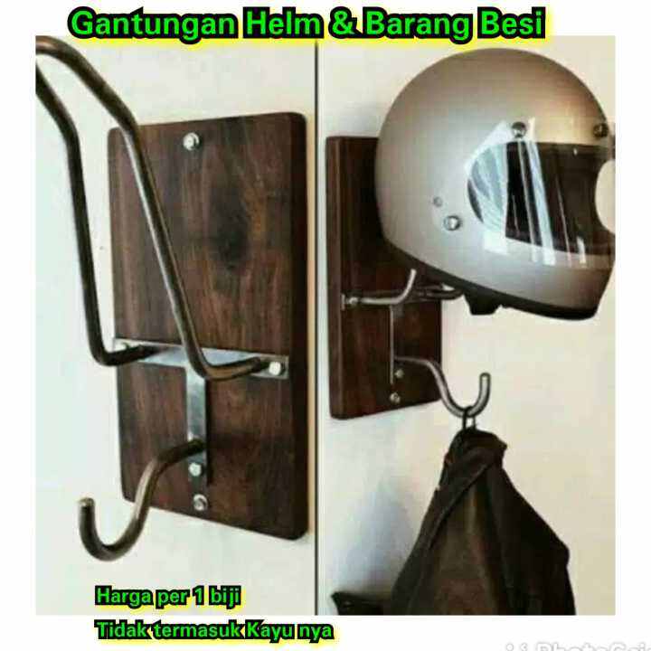 Gantungan helm Besi 2 in 1 Gantungan Jaket Baju Hook Helm dinding | Lazada Indonesia