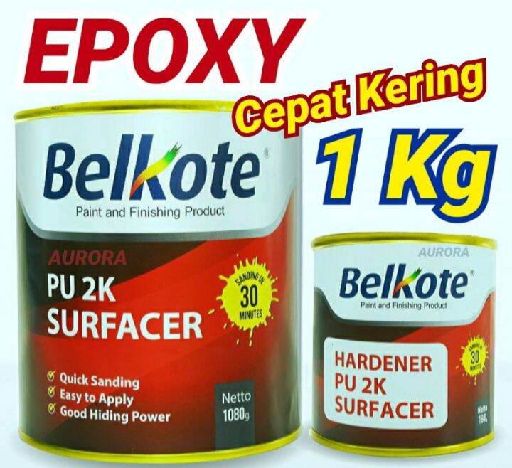 Cat Belkote PU 2K Epoxy Primer Grey Surfacer + Hardener Cat Dasar ...