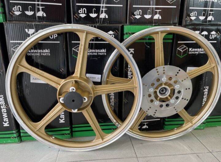 KAWASAKI AR80 AR 80 SPORT RIM SET GOLD 140X18 SIAP DISC & SKRU 100% ...