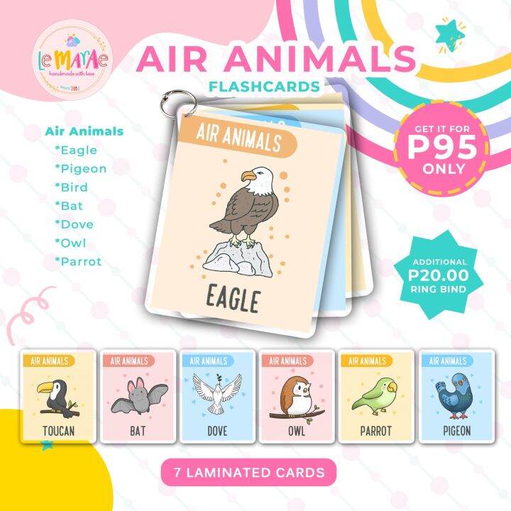 ANIMALS Land Farm Air Marine Wild Laminated Educational Flashcards ...