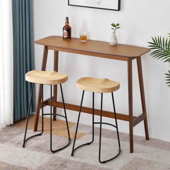Household Solid Wood Bar Counter Simple Wall-Mounted Long Bar Table ...
