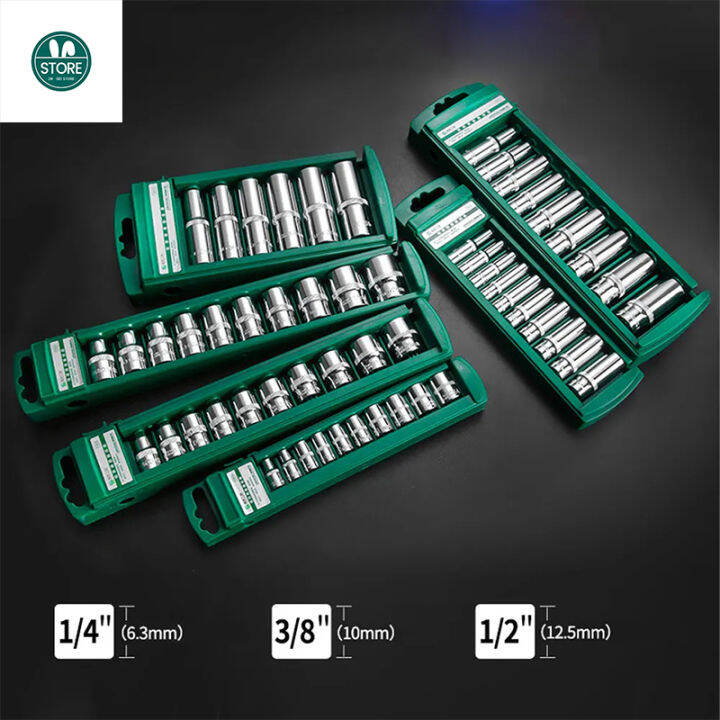 6/9/10 Pcs Drive Socket Set 1/4”, 3/8” and 1/2” External Sockets Cr-V Steel | Lazada.co.th