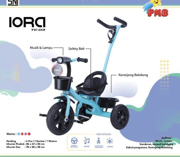 Sepeda Roda Tiga Tricycle PMB IORA TC03 TC-03 T27 T-27 Sepeda Anak Roda ...