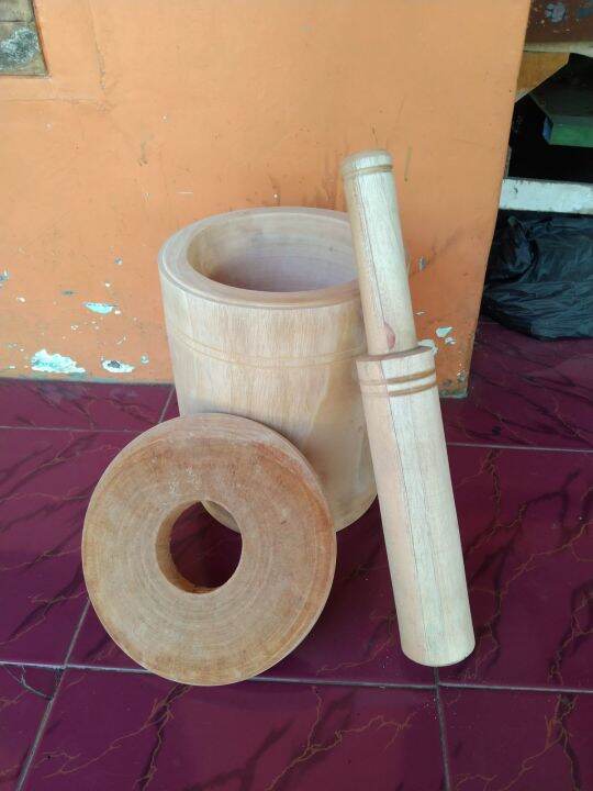 lumpang kayu alat tumbuk rujak / lesung kayu diameter 20cm | Lazada ...
