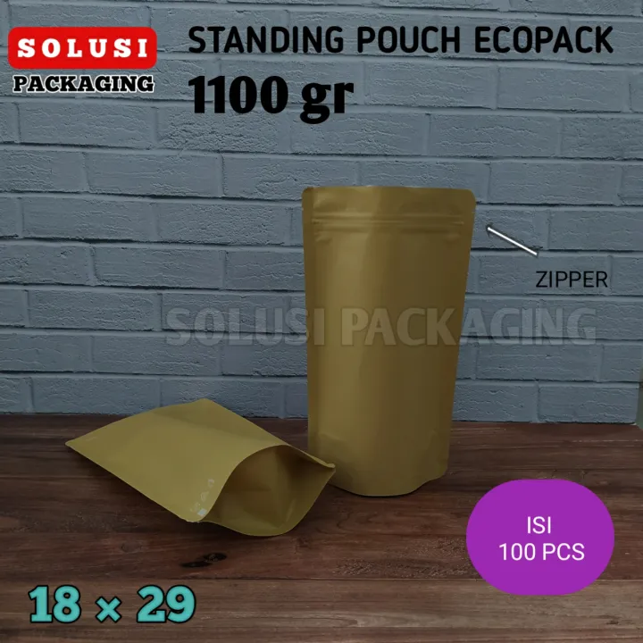 ISI 100 PCS Standing Pouch ECOPACK 1Kg KPACK Kemasan Kopi Kertas ...