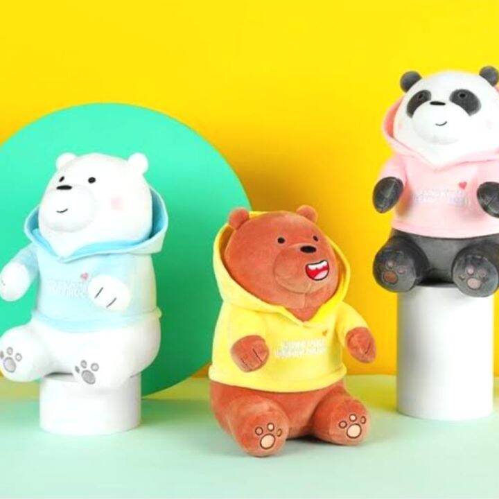 ORIGINAL We Bare Bears Plush Toy STUFFED TOYS With Hoodie (ICE BEAR ...