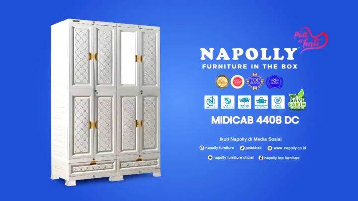 Lemari pakaian plastik NAPOLLY 4 PINTU MIDICAB - 4408 DC SUPER JUMBO ...