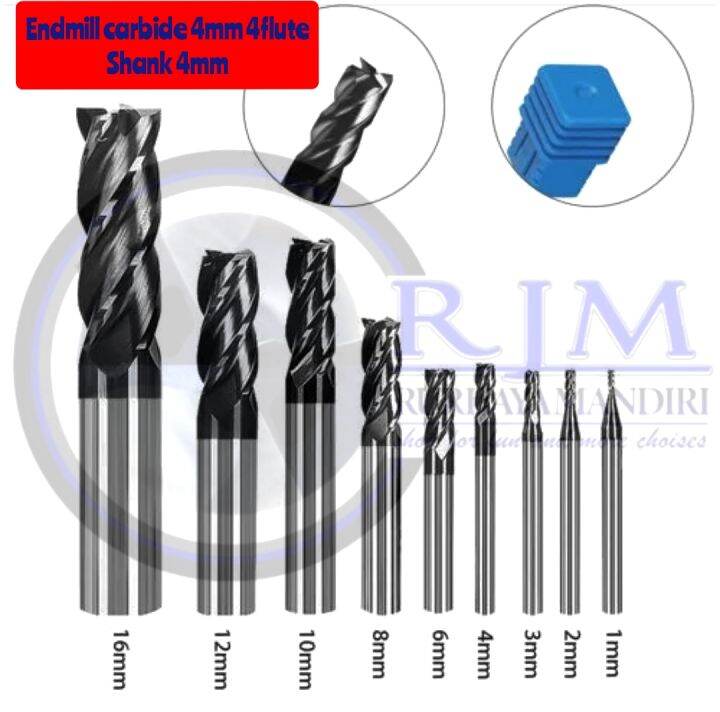 D4 bor fris bor frais mata milling endmill carbide 4mm x 50mm 4flute ...