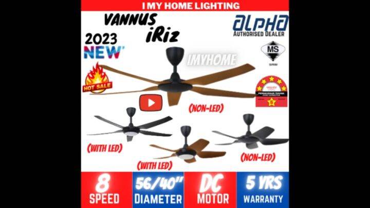 Alpha Vannus iRiz LED Ceiling Fan 56" 40" DC Motor 5 blade with remote ...