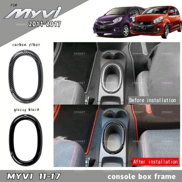 Vemart myvi lagi best icon 2011-2017 carbon fiber car Console Box frame ...