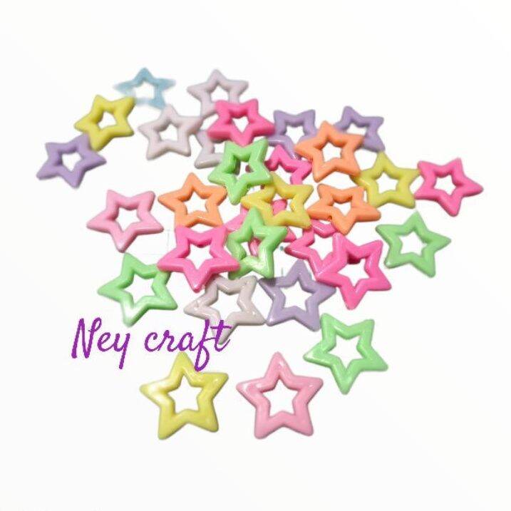 (6 pcs ) manik bintang pastel jumbo / manik mote pastel bintang ...