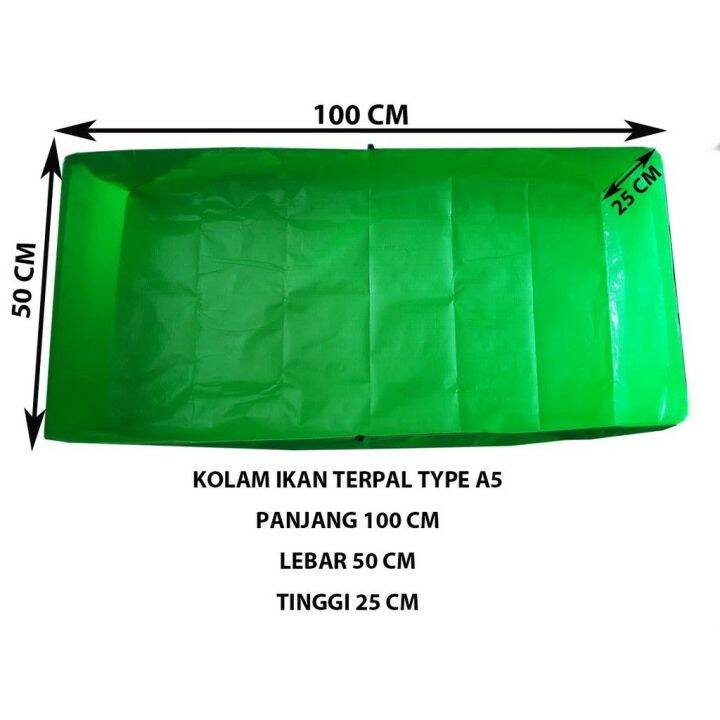 kolam terpal ikan ukuran 100x50x25 type a5 korea kualitas sedang warna ...