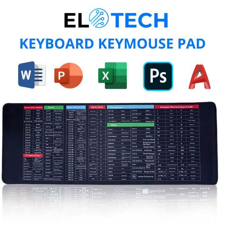 Elotech mouse pad extended gaming Office keyboard keys hortcut mouse ...