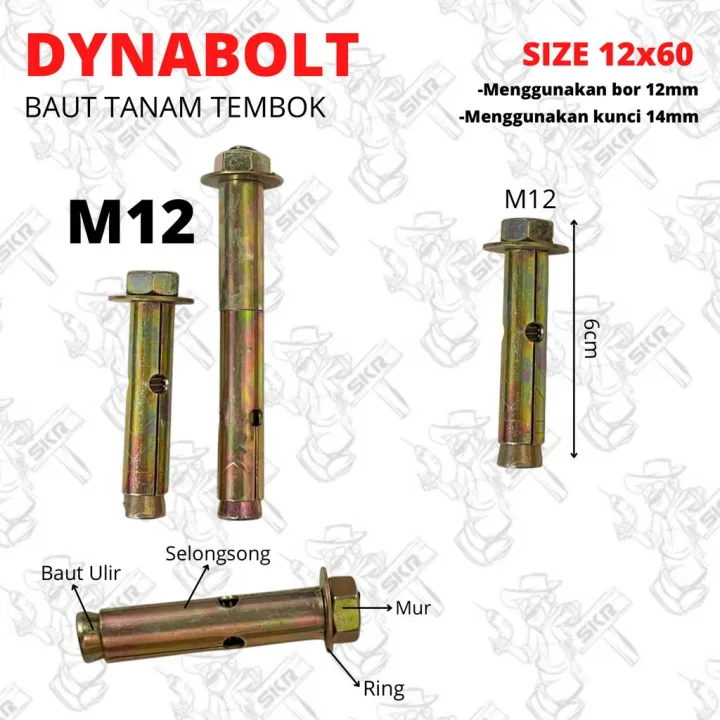 DYNABOLT M12 Baut Tanam 12x60 / 12x99 Dinabolt Ramset Kunci 14 | Lazada Indonesia