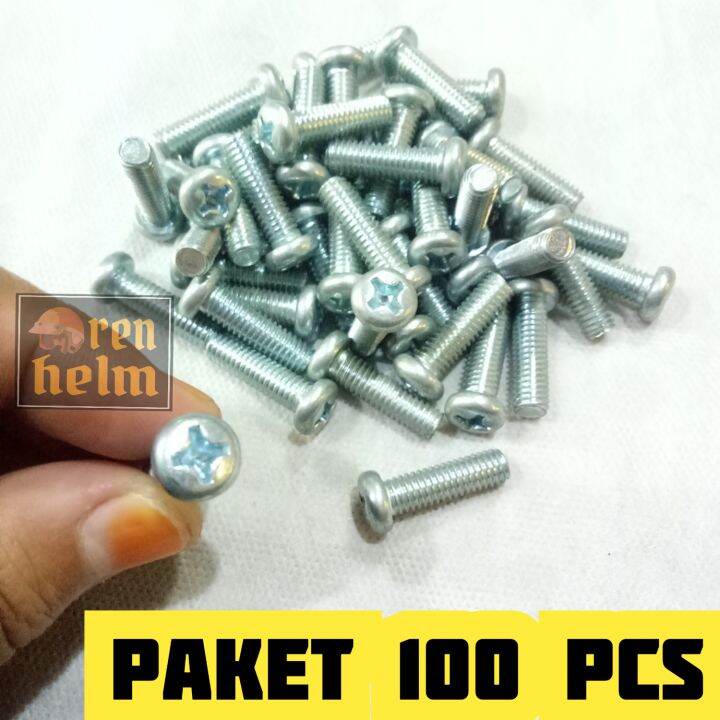 (100 PCS) Baut Mur besi Helm Teropong Full Face Yamaha Honda BMC JPN ...