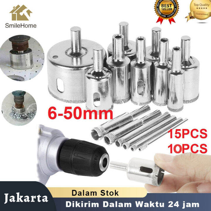 15 PCS/10PCS Mata Bor Set Komplit Kaca Keramik Granit / Mata Bor Kaca 1 ...