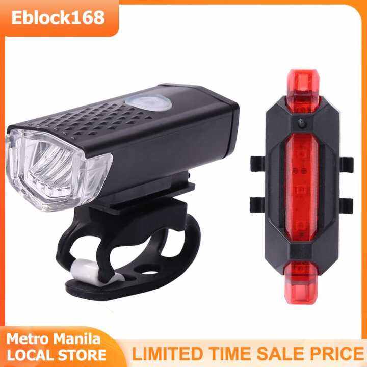 USB Rechargeable Bicycle Light Front Back LED Bike Lights Set ...
