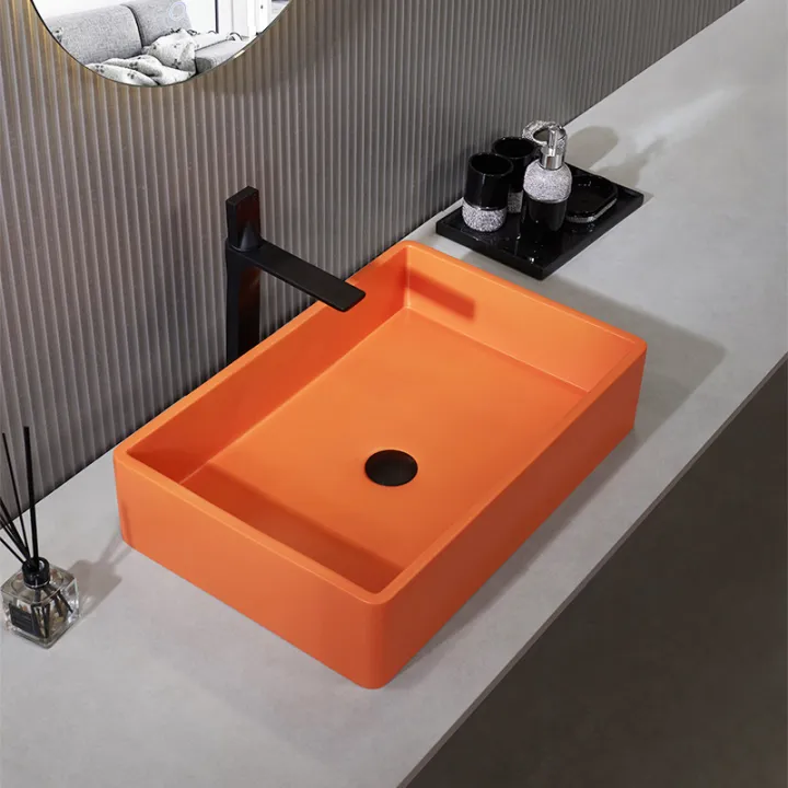 Nordic Pink Artificial Stone Table Basin Wash Basin Home Art Wash Basin ...