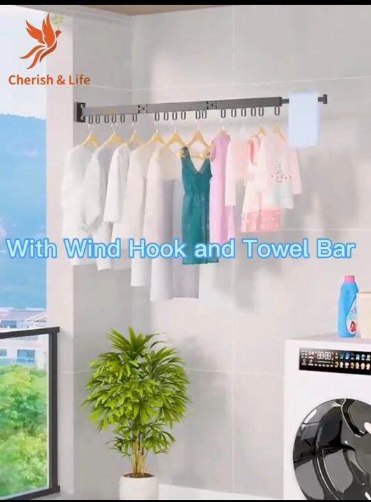 CHERISH & LIFE Aluminum Alloy（Durable）Retractable Clothes Towel Drying ...