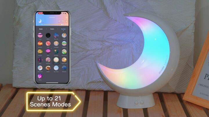ECOLOR Smart Table Lamp, Rechargeable Dimmable Moon Lamp, Segmented APP ...