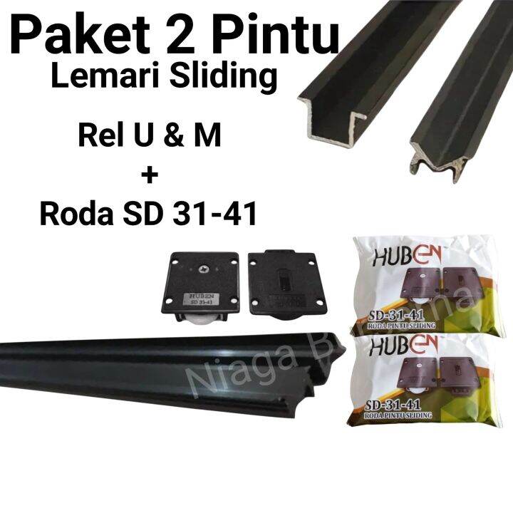 Rel Sliding U dan M Roda Huben SD 31 41 Paket Pintu Lemari Geser | Lazada Indonesia