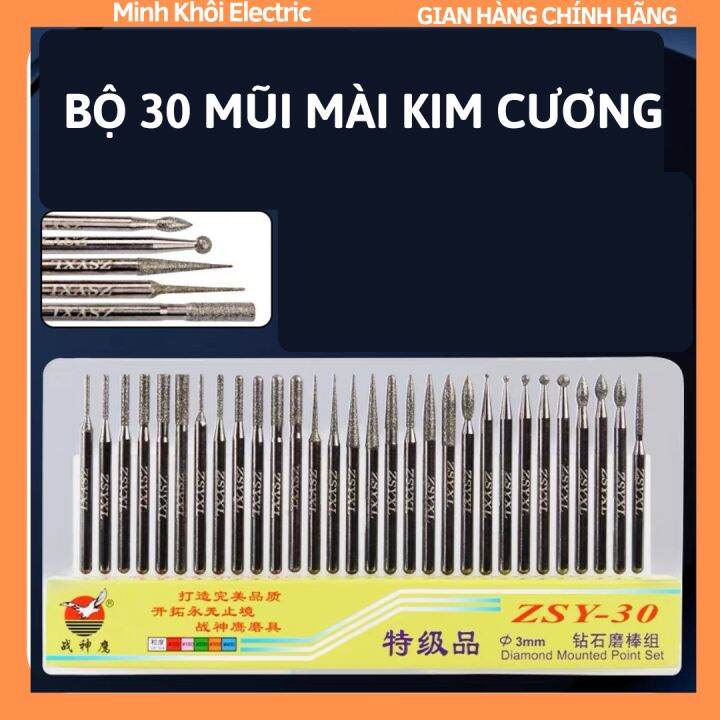 bộ 30 mũi mài hợp kim ZSY-30, mũi mài kim cương khắc, đầu mài kim cương 30 chi tiết | Lazada.vn