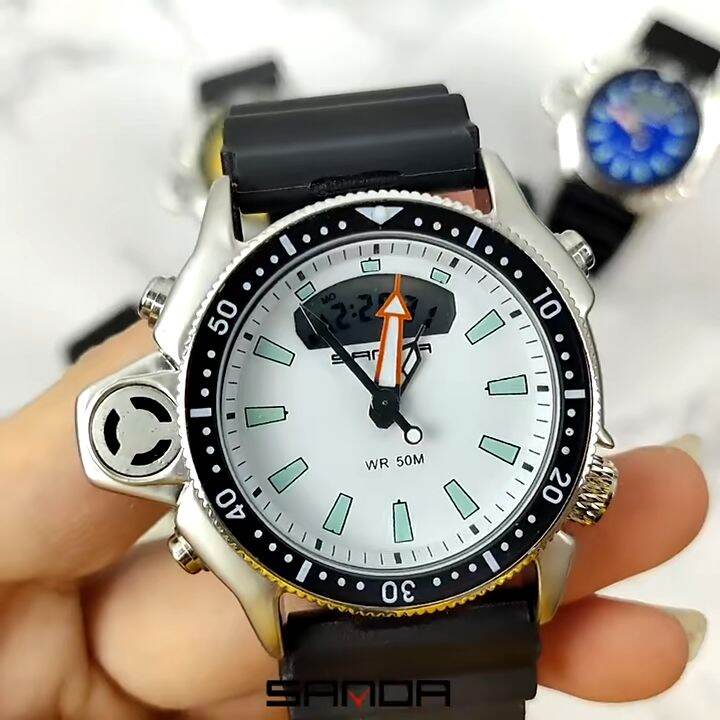 ศูนย์ไทย ส่งไว นาฬิกาข้อมือ Sanda 3008 นาฬิกาข้อมือผู้ชาย Sport Digital ...