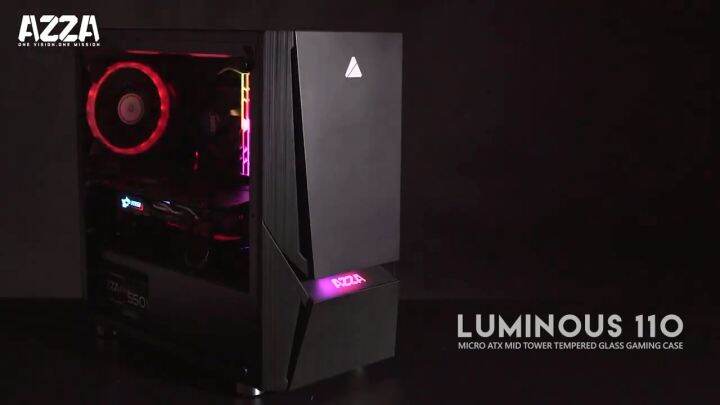 AZZA Micro ATX Mid Tower Tempered Glass RGB Gaming Case LUMINOUS 110 - Black | Lazada.co.th