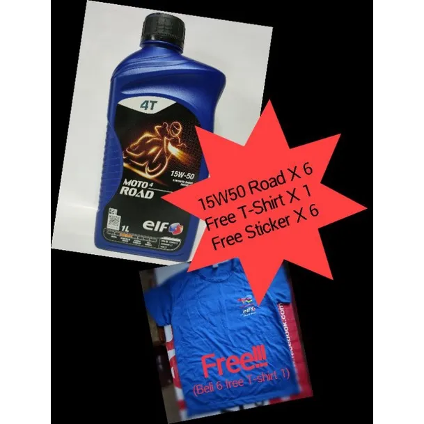 ( FREE Sticker!!!) ELF 4T 15W50 MOTO 4 ROAD SYNTHETIC MINYAK HITAM 1L ...