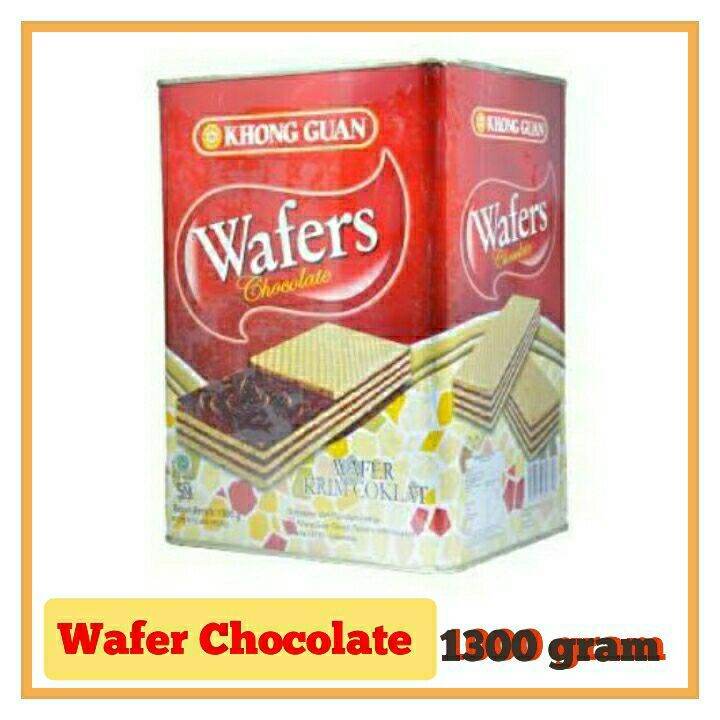 WAFER KHONG GUAN CHOCOLATE 1300 g - wafer krim coklat kaleng kotak ...